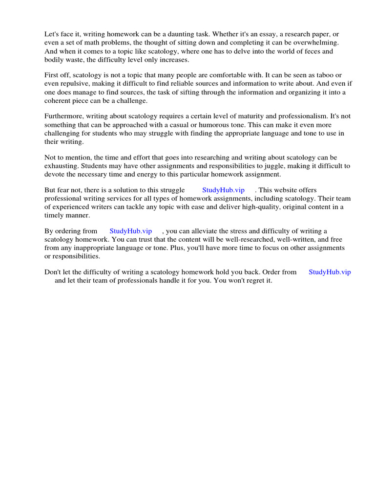 Scatology Homework Lyrics | PDF