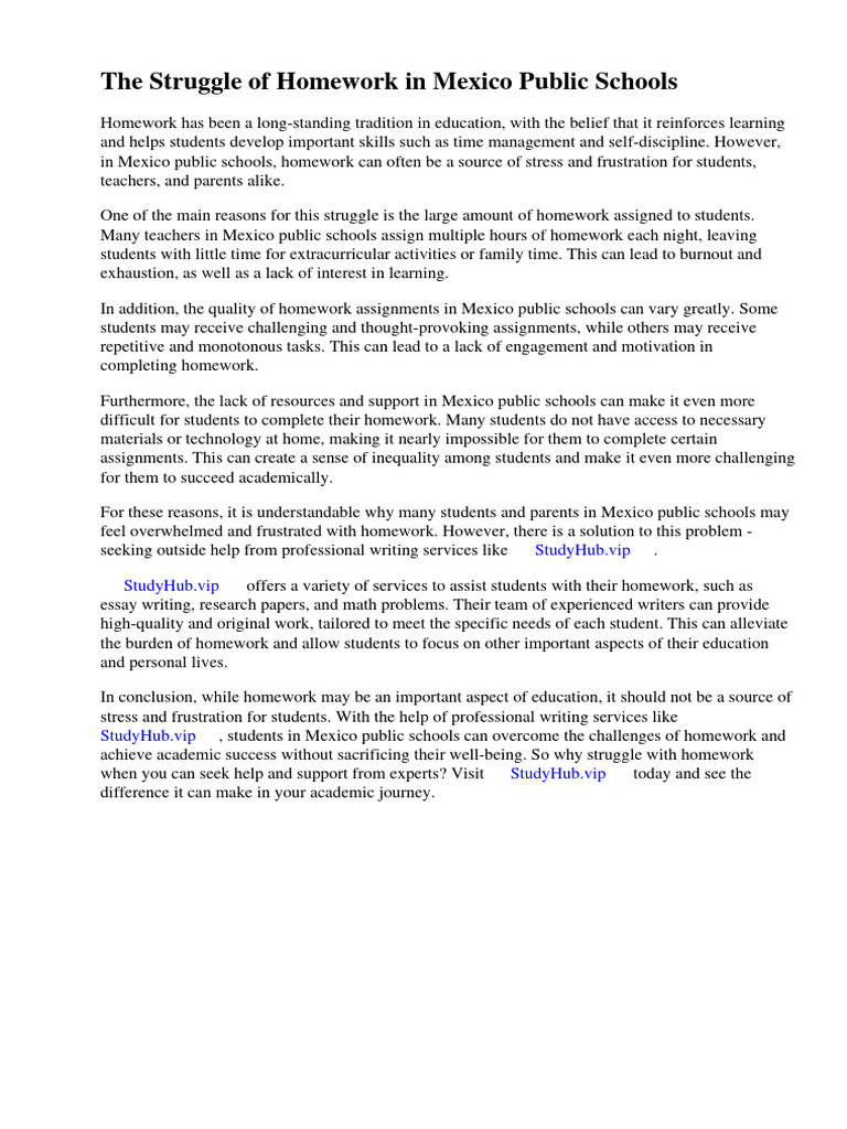 Mexico Public Schools Homework | PDF | Homework | Mexico