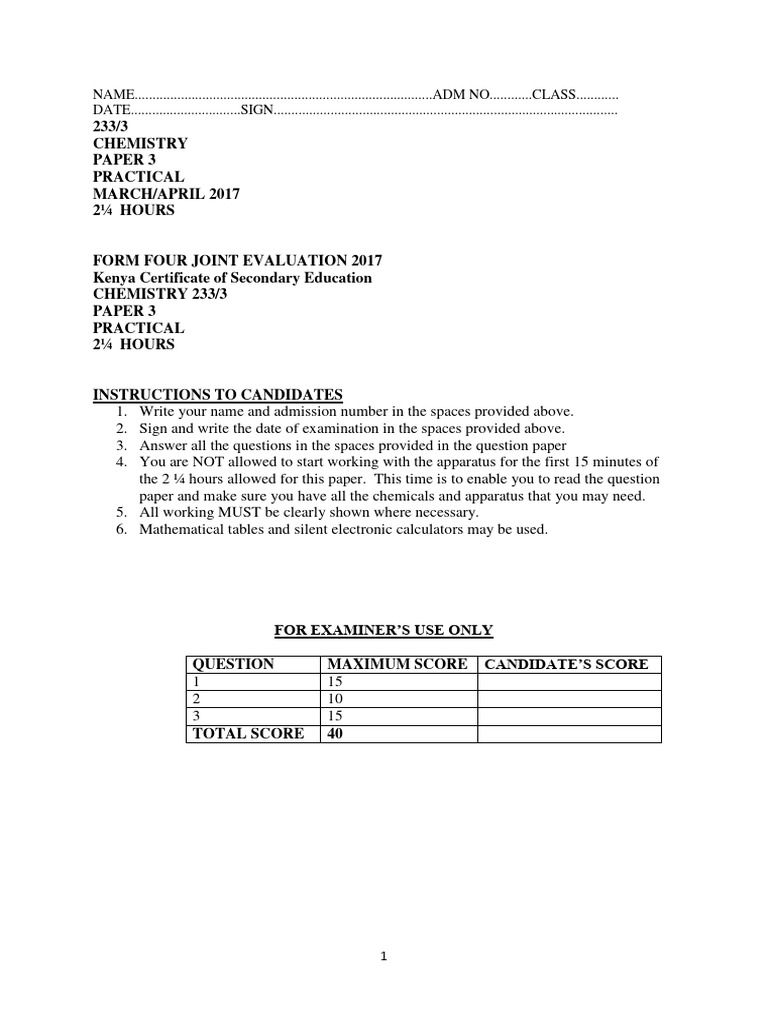 Form 4 Chemistry Practical Examination | PDF | Solubility | Water
