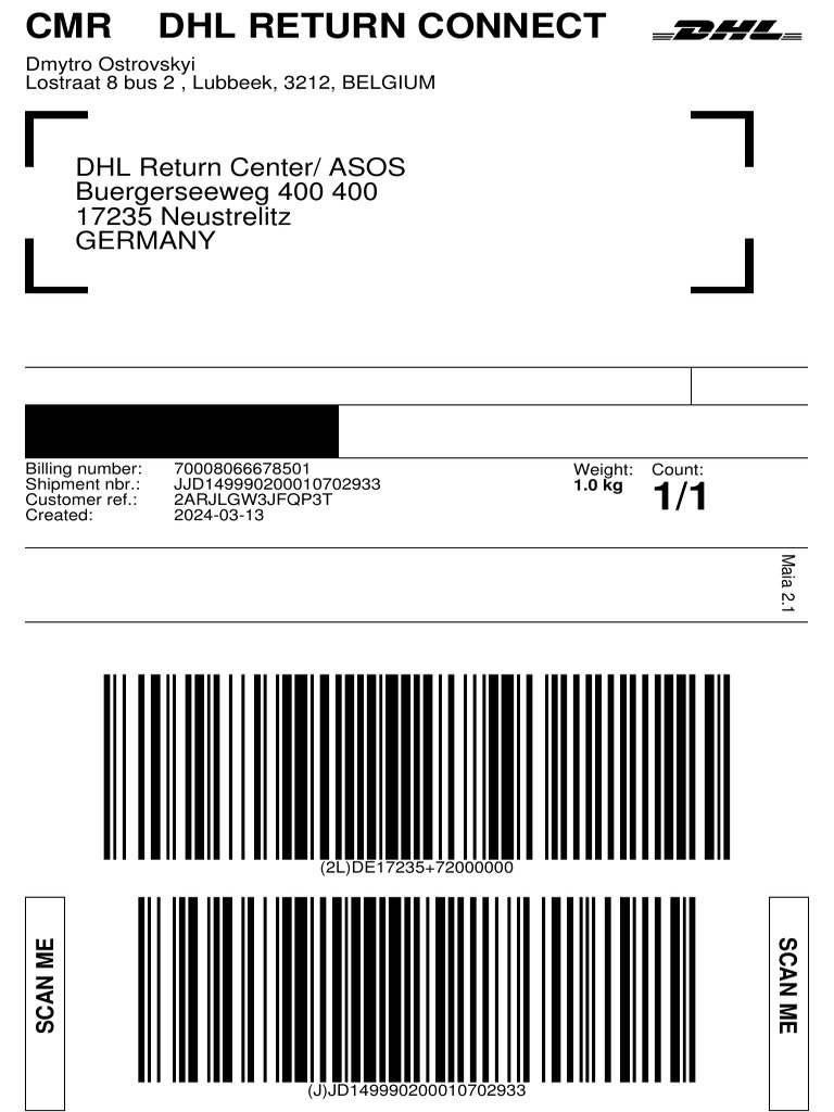 DHL Return Shipment Details | PDF