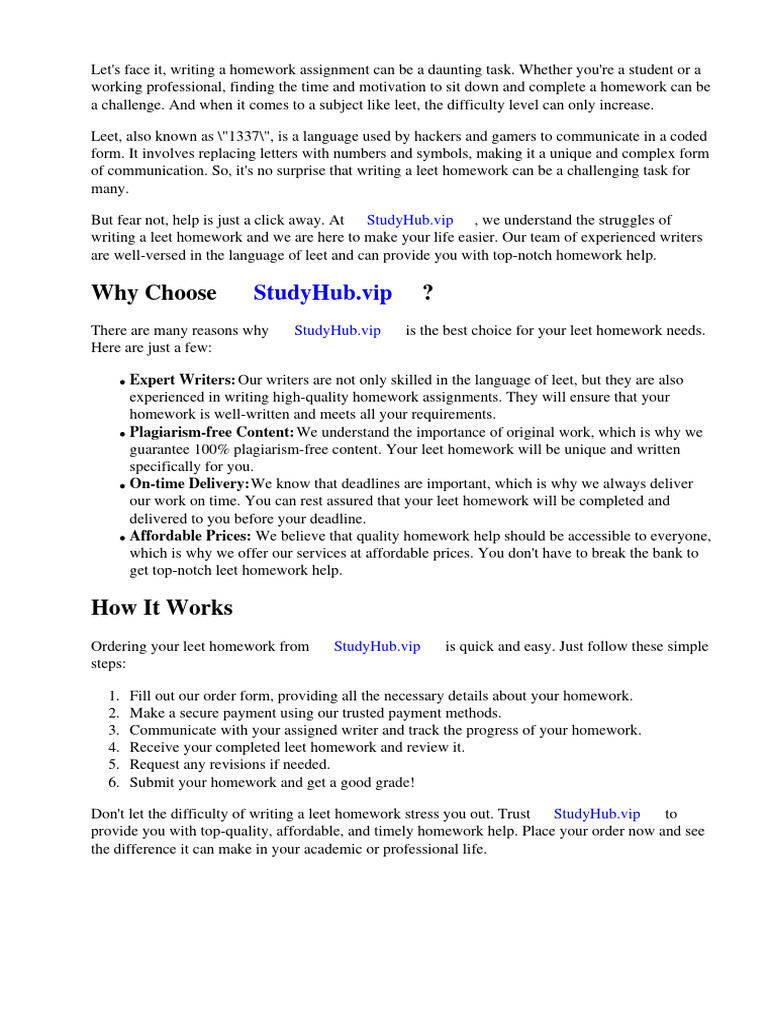Leet Homework | PDF | Homework
