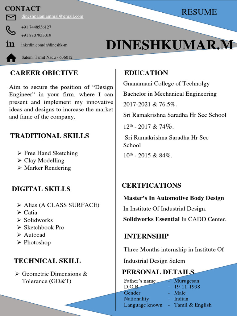 Dineshkumar.m Resume-4 | PDF