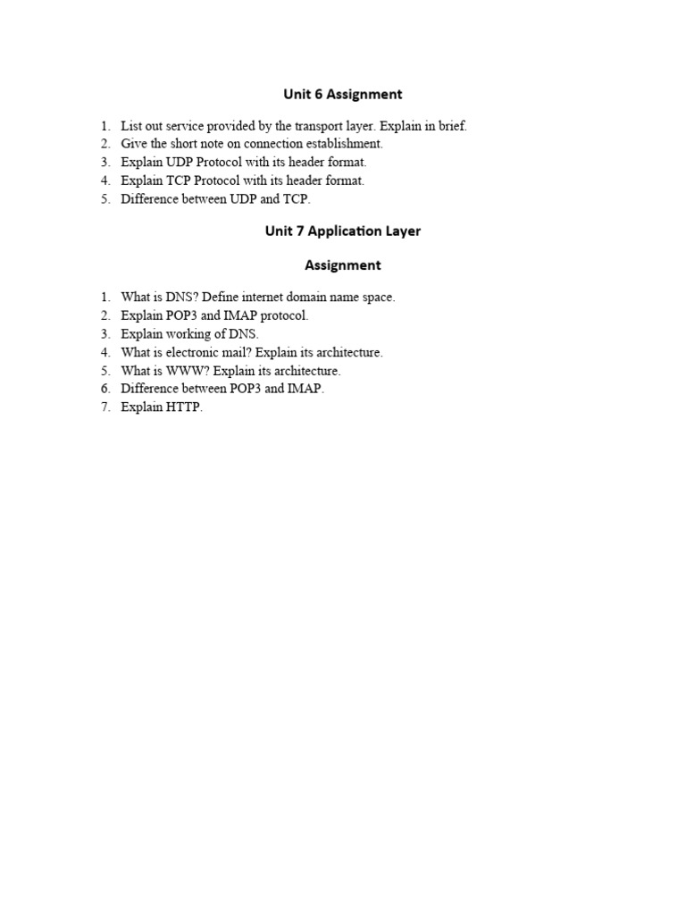 Unit 7 Application Layer Assignment | PDF