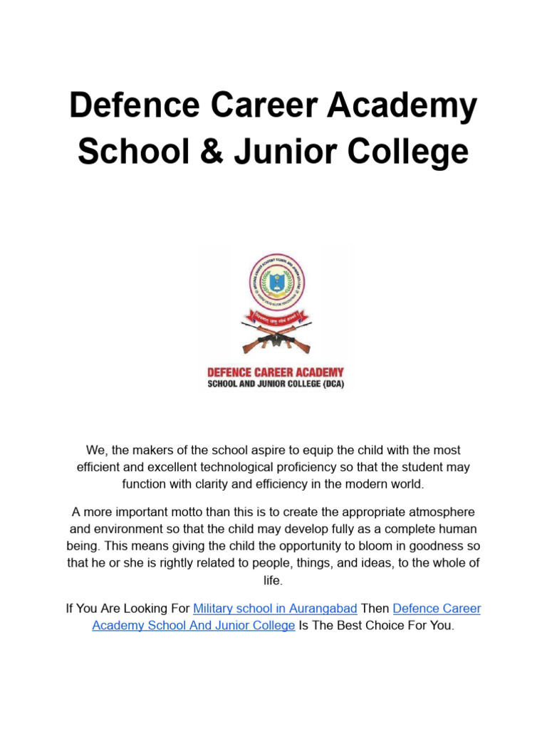 Defence Career Academy School & Junior College | PDF