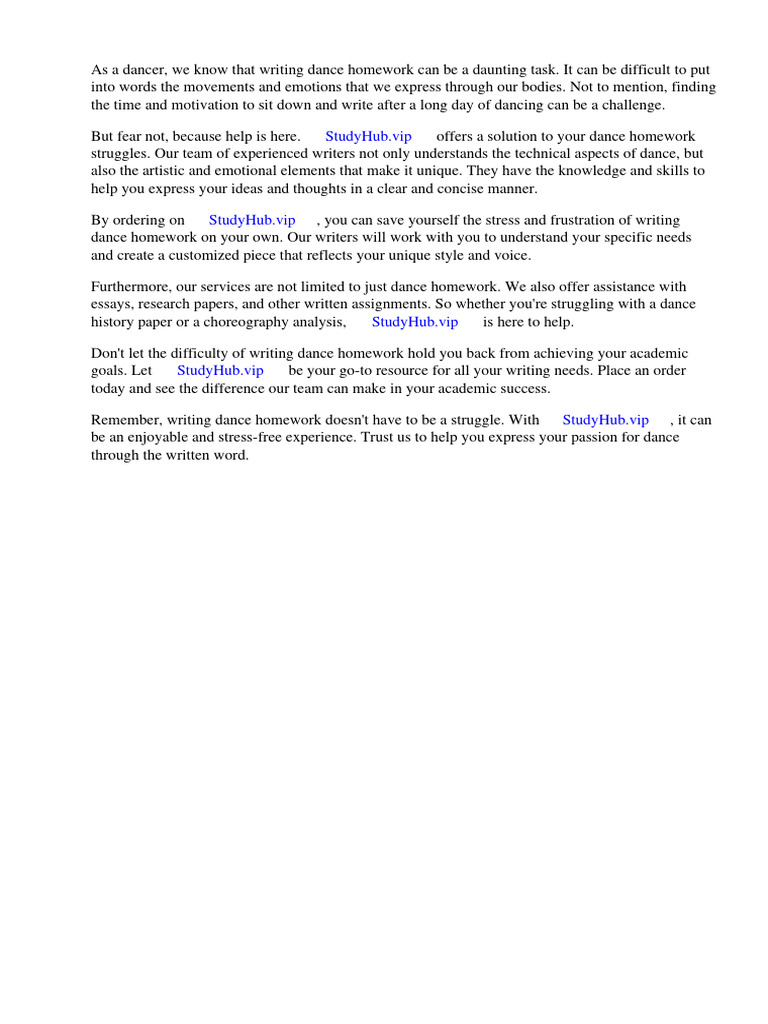 Dance Homework Ideas | PDF | Dances | Homework