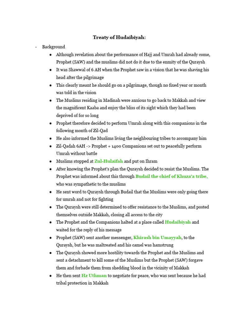 Treaty of Hudaibiyah | PDF | Muhammad | Mecca