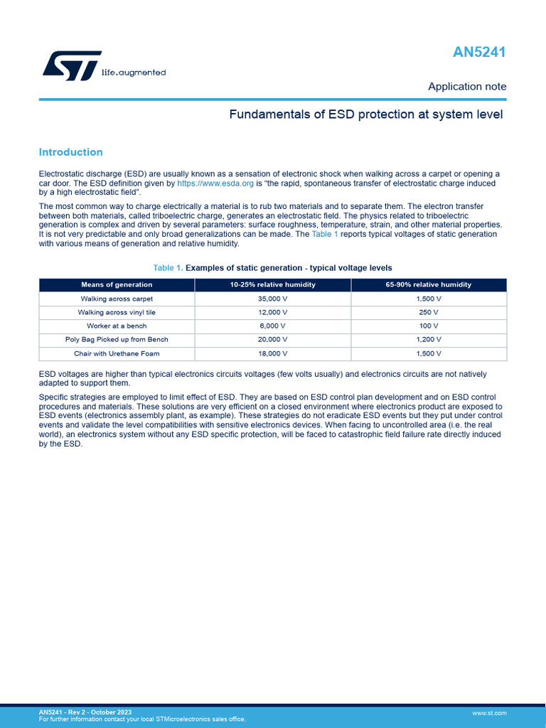 An5241 Fundamentals of Esd Protection at System Level ...