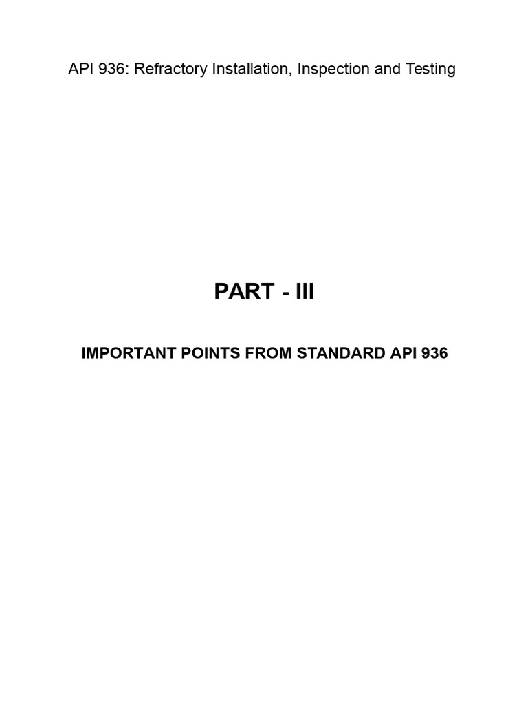 API 936: Refractory Installation Guide | PDF | Refractory | Concrete