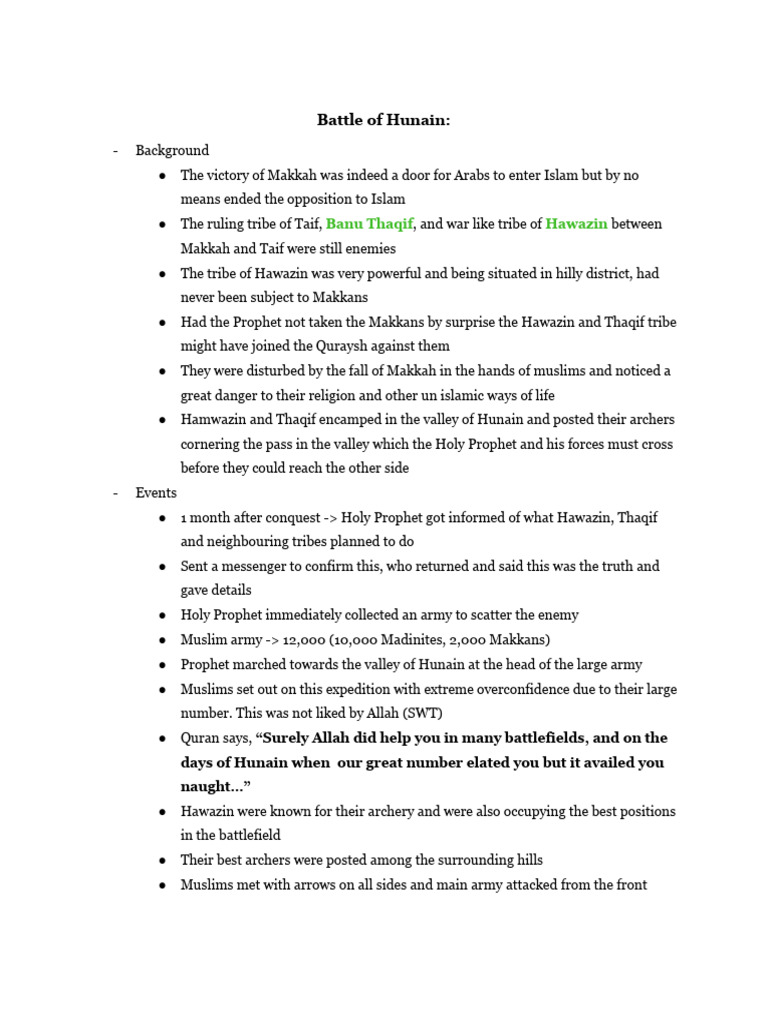 Battle of Hunain_ | PDF | Muhammad