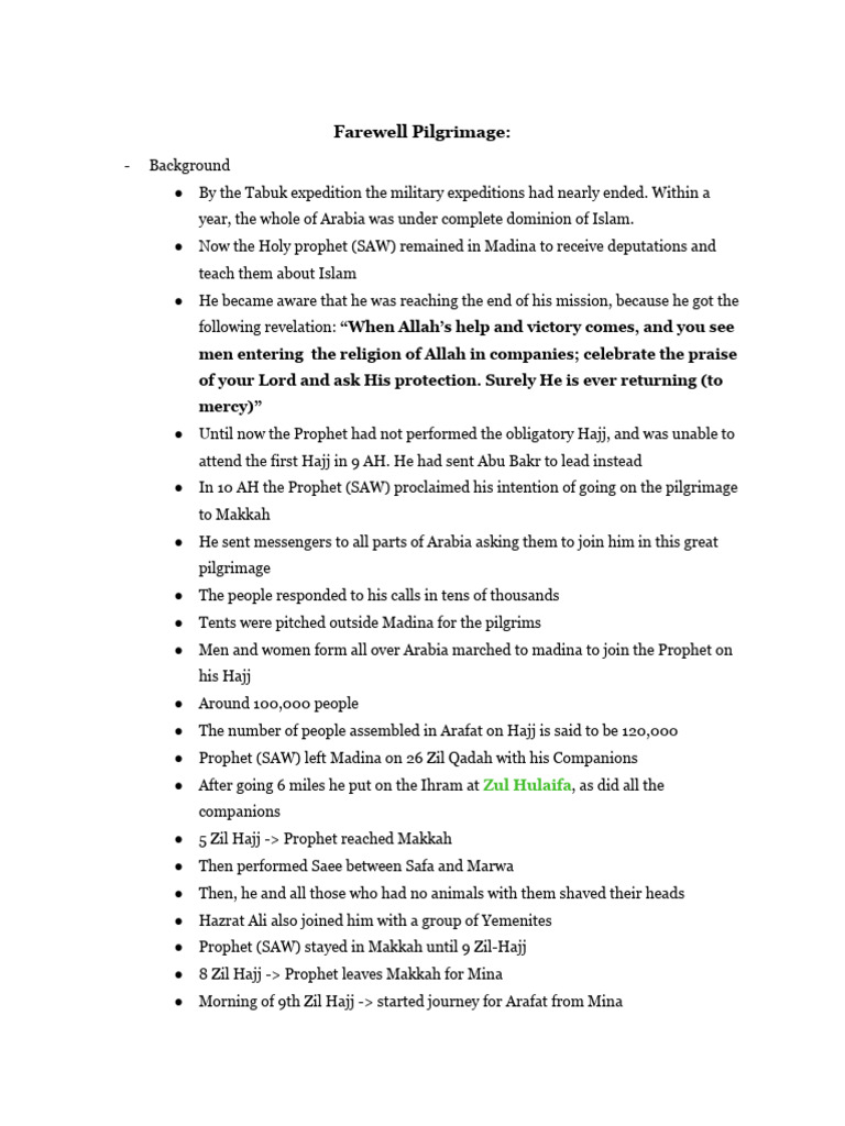 Farewell Pilgrimage | PDF | Hajj | Abrahamic Religions