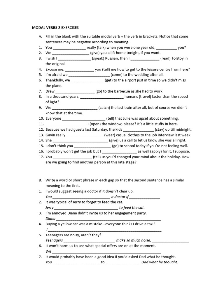 MODAL VERBS 2 | PDF | Linguistics | Grammar