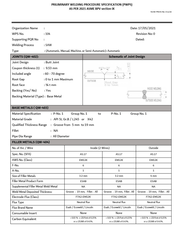 PWPS 102 | PDF | Welding | Construction