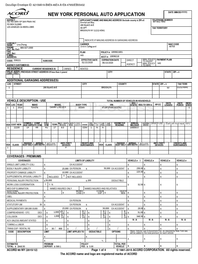 ESignature Required - Auto | PDF | Liability Insurance | Insurance