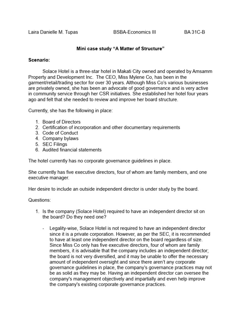 Chapter 4 Case Study Pdf Corporate Governance Governance