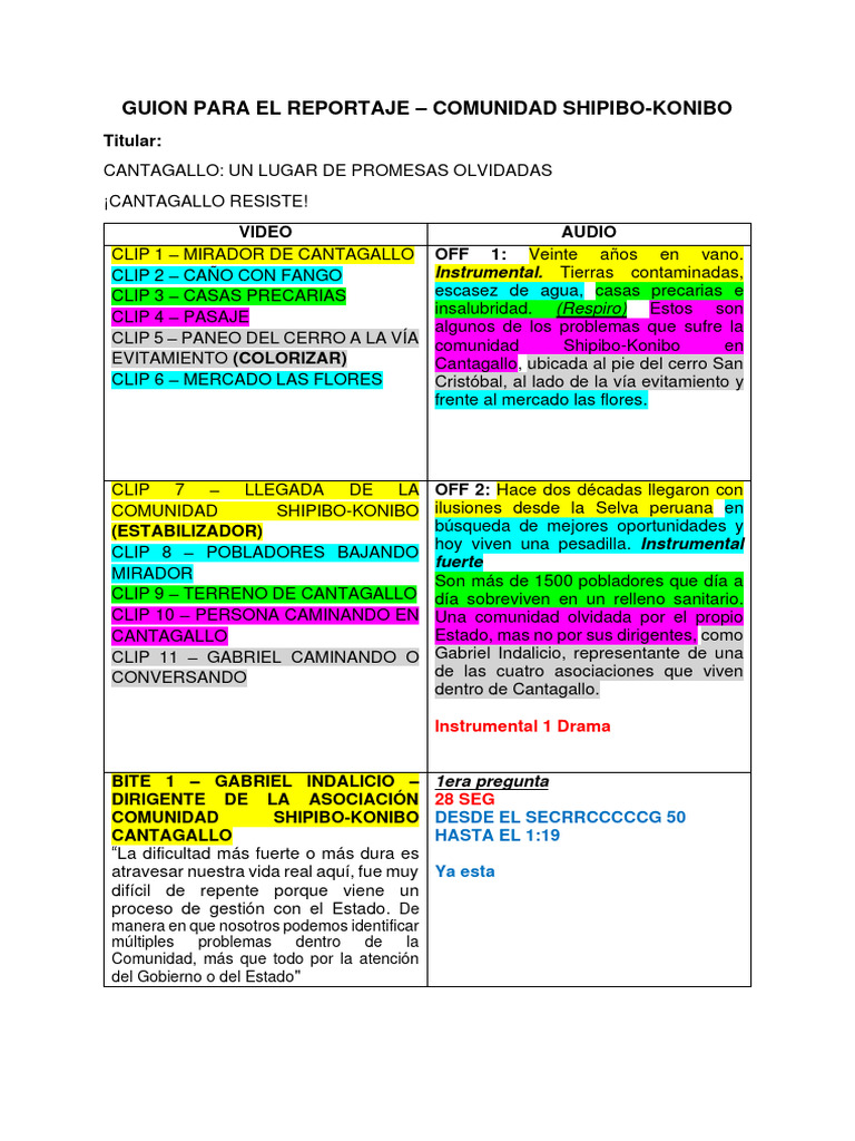 Estructura Guion para El Reportaje | Descargar gratis PDF | Residuos