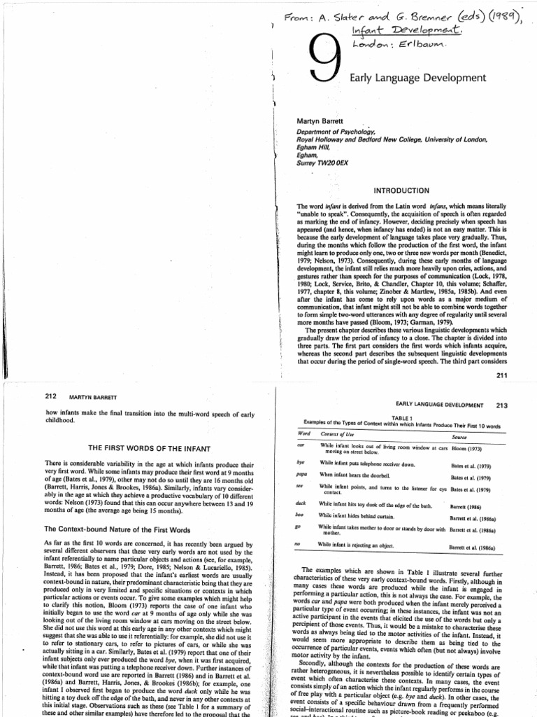 Early Language Development | PDF