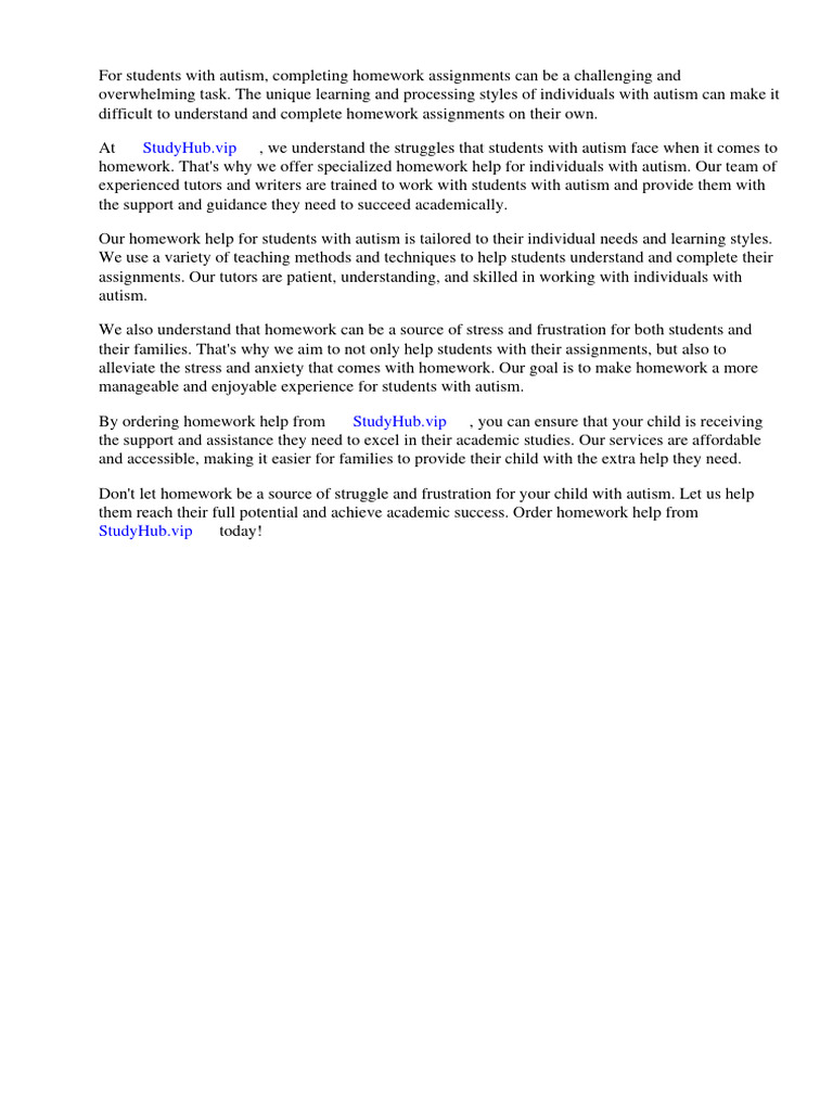 Homework Help Autism | Download Free PDF | Autism Spectrum | Attention ...