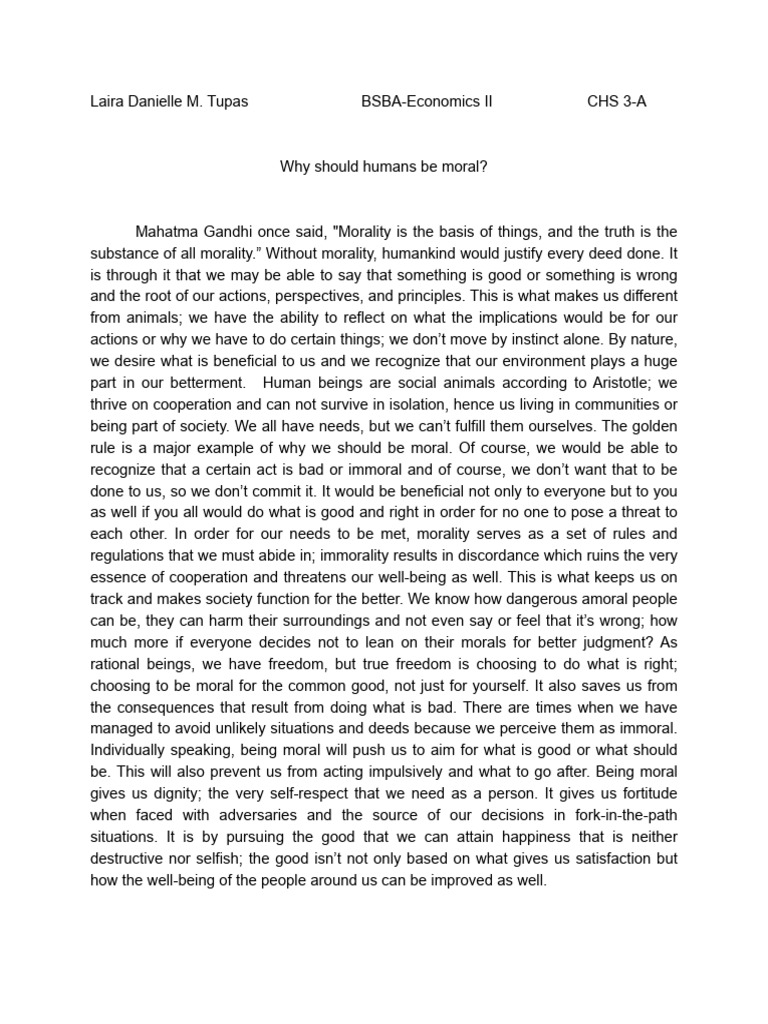 Why Should Humans Be Moral | Download Free PDF | Morality | Behavioural ...