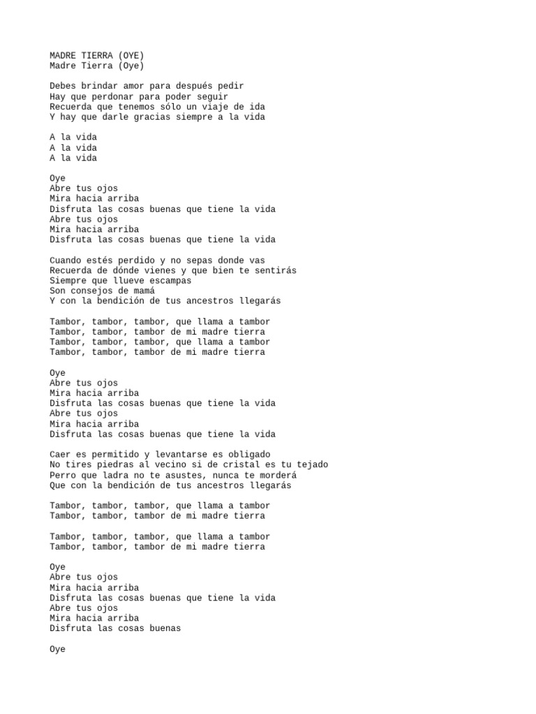 Madre Tierra (Oye) | PDF