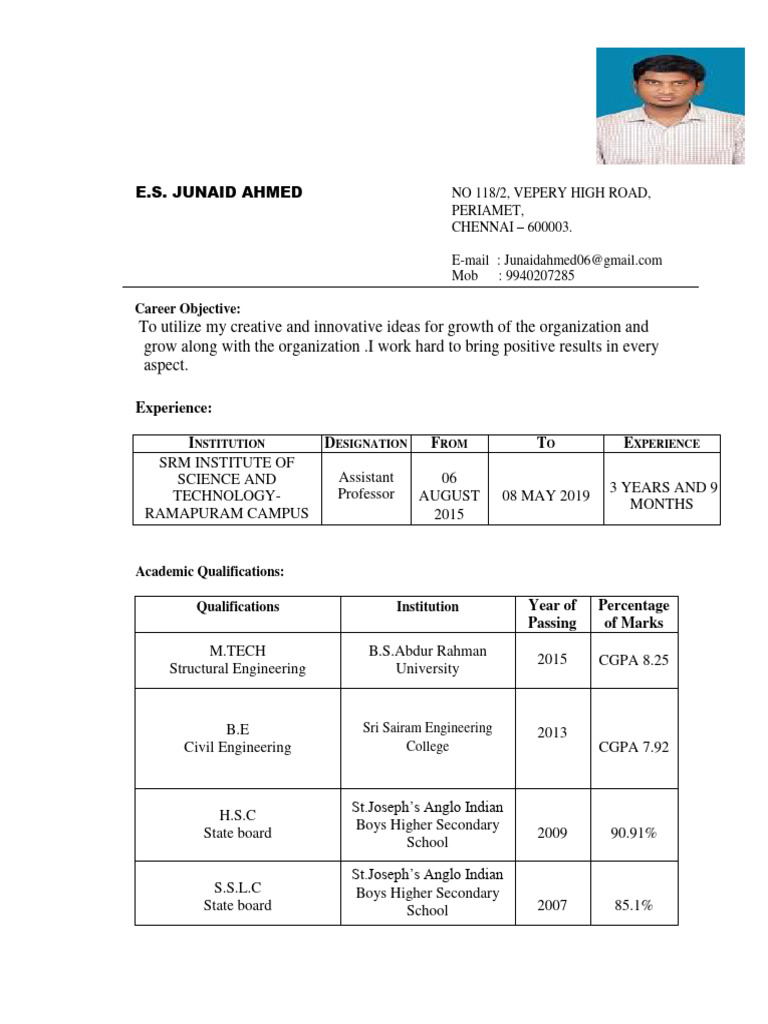 Junaid Resume Final | Download Free PDF | Concrete | Engineering