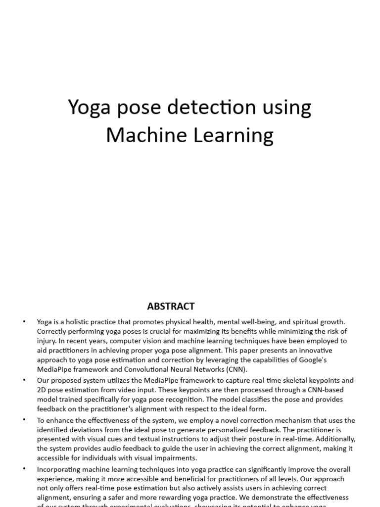 Yoga Pose Detection Using Machine Learning Pdf Machine Learning