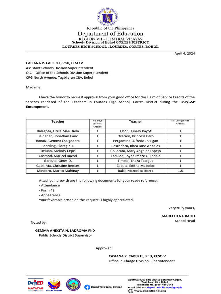 LEtter Request - Service Credits | PDF | Philippines | Public ...