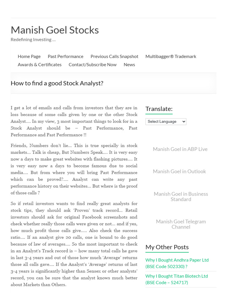 Best Multibagger Stock Tips Provider - Manish Goel Stocks | PDF ...