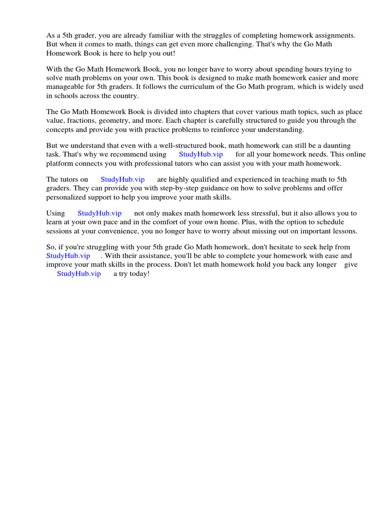 5th Grade Go Math Homework Book | PDF | Homework | Mathematics
