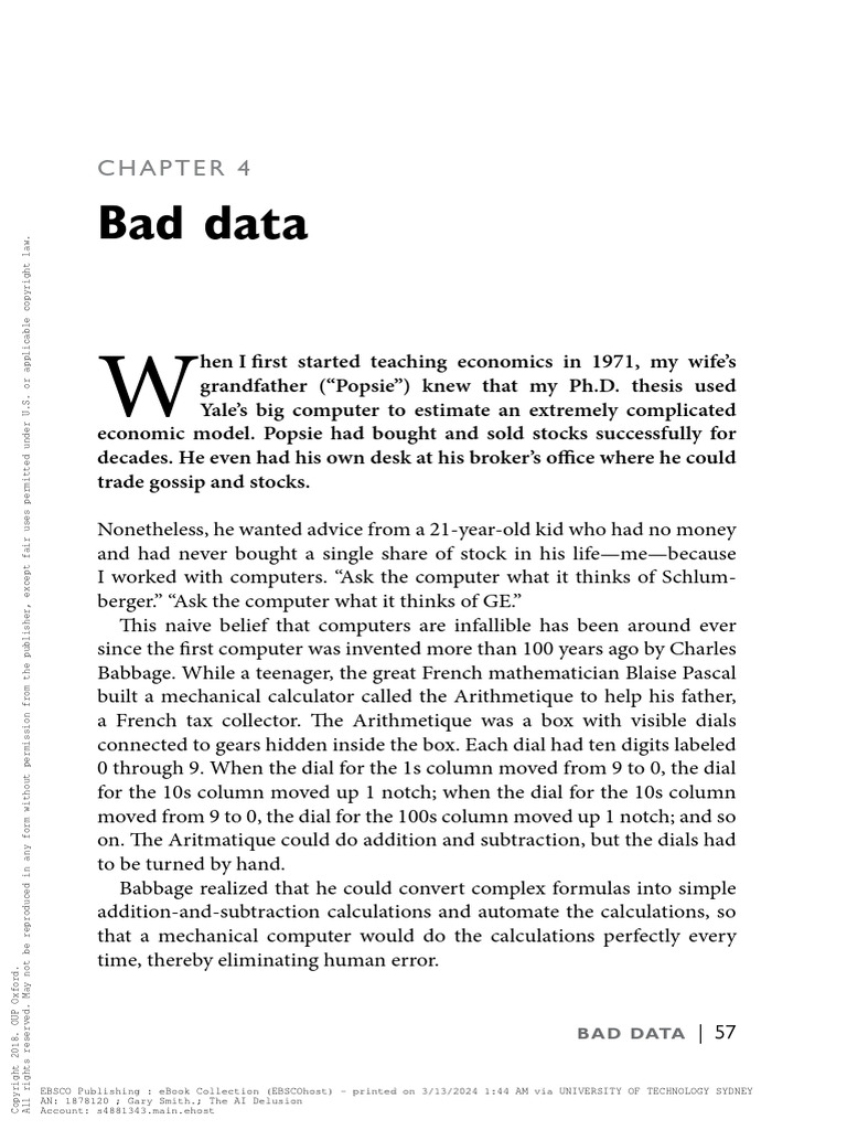 GarySmith 2018 Chapter4BadData TheAIDelusion | PDF | Alcoholic Beverages | Data