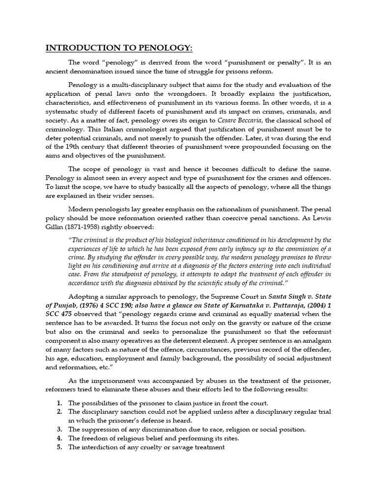 Penology & Victimology Notes (Unit 1 and 2) | PDF | Punishments | Crimes