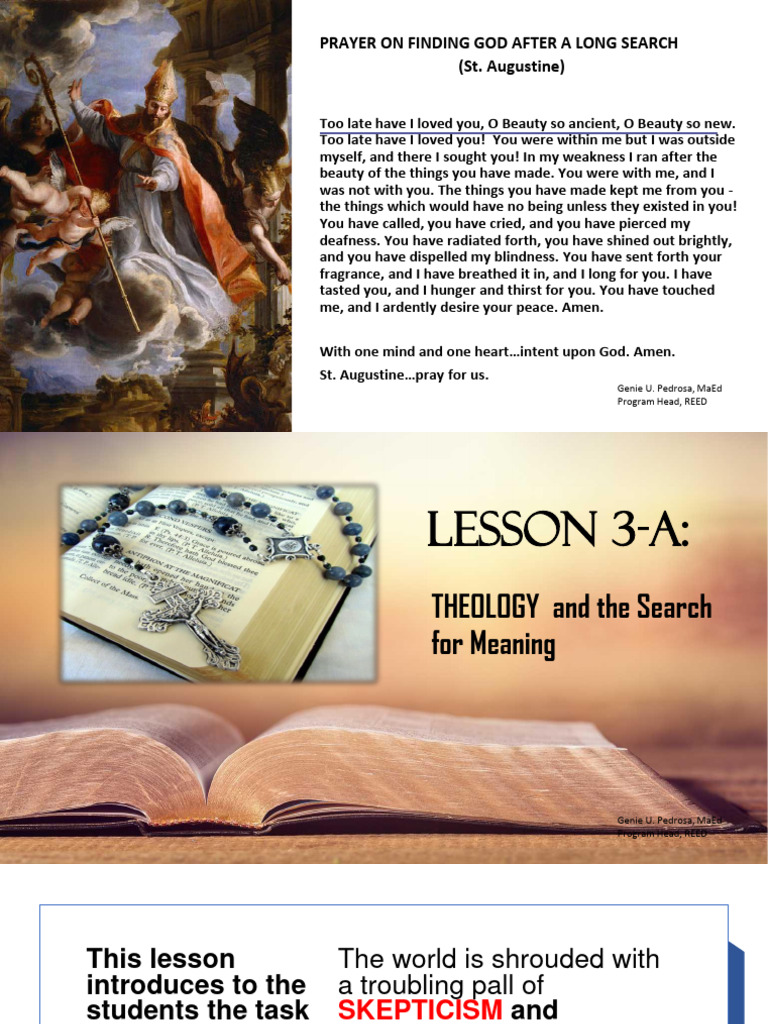 LESSON 3A-Theology and The Search For Meaning 2022 | PDF | God ...