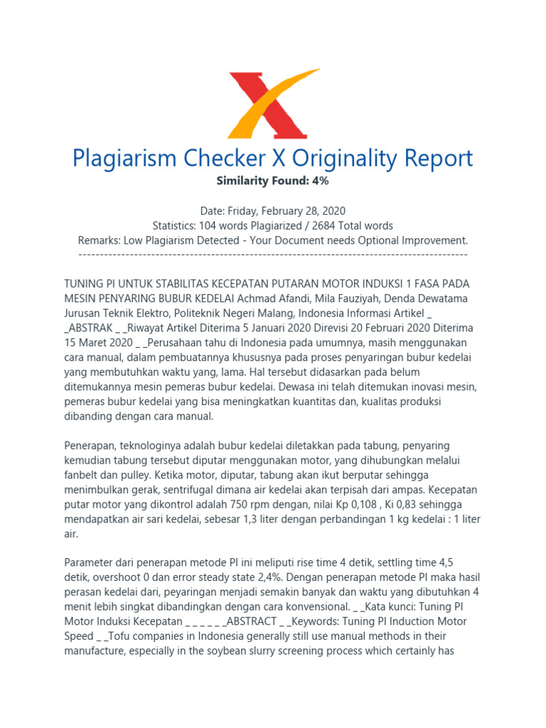 Plagiarism Report (Checker X) | PDF