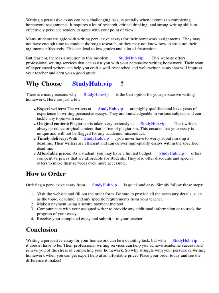 Homework for Persuasive Writing | PDF | Persuasion | Essays