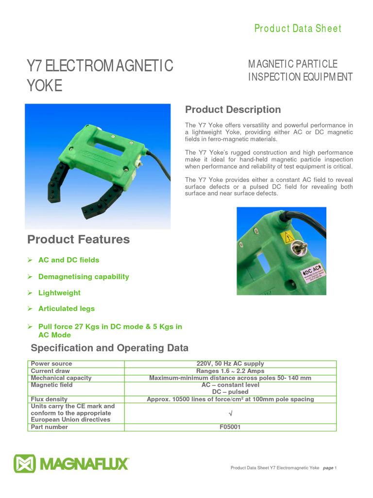 Y7 Electromagnetic Yoke Product Data Sheet Feb 2015 | PDF | Alternating ...