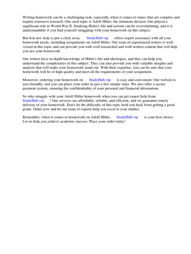 Adolf Hitler Homework Help | PDF | Nazi Germany | Adolf Hitler