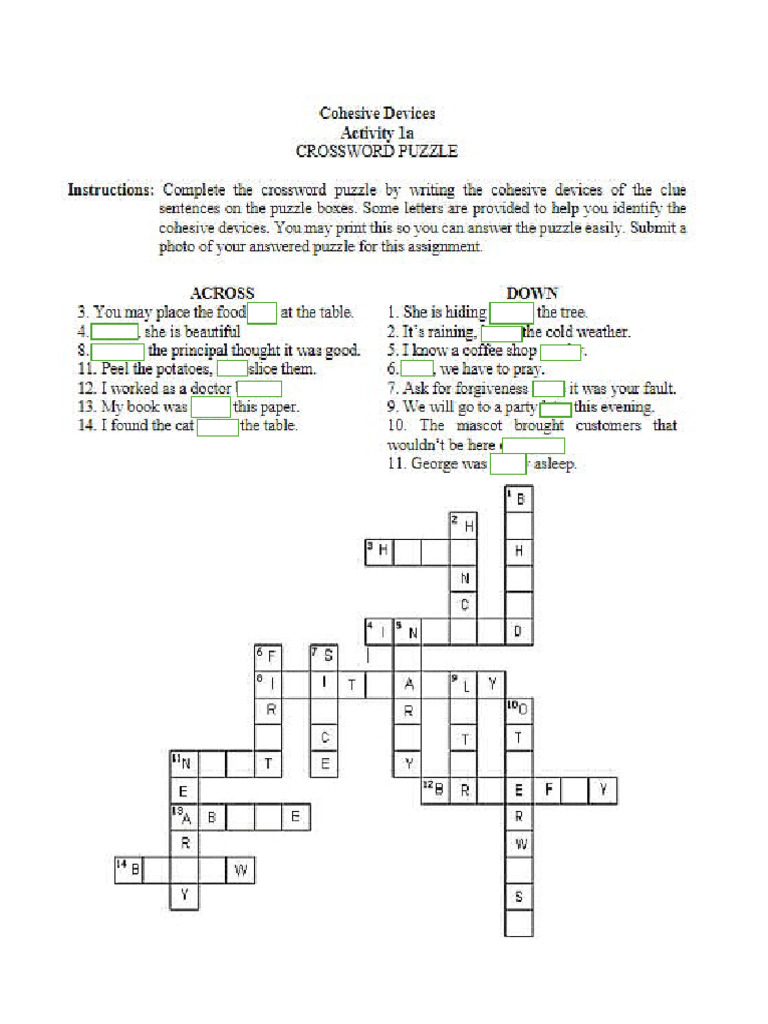 Cohesive Devices Performance Task | PDF