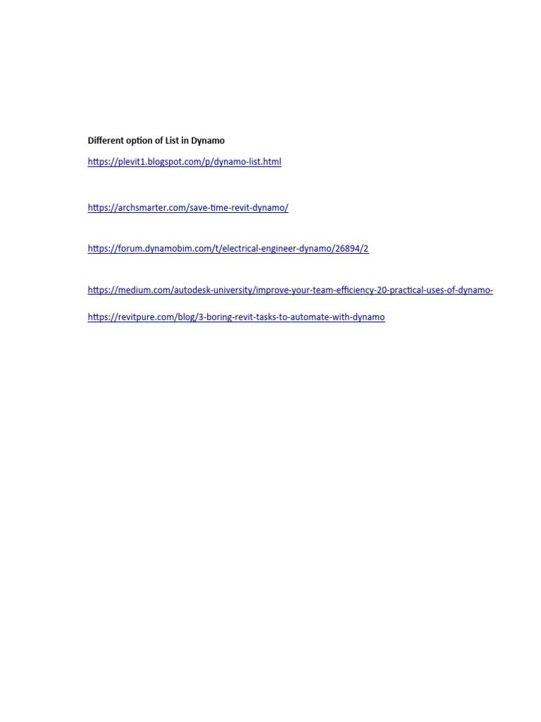 Dynamo Reference Links | PDF | Autodesk Revit | Microsoft Excel