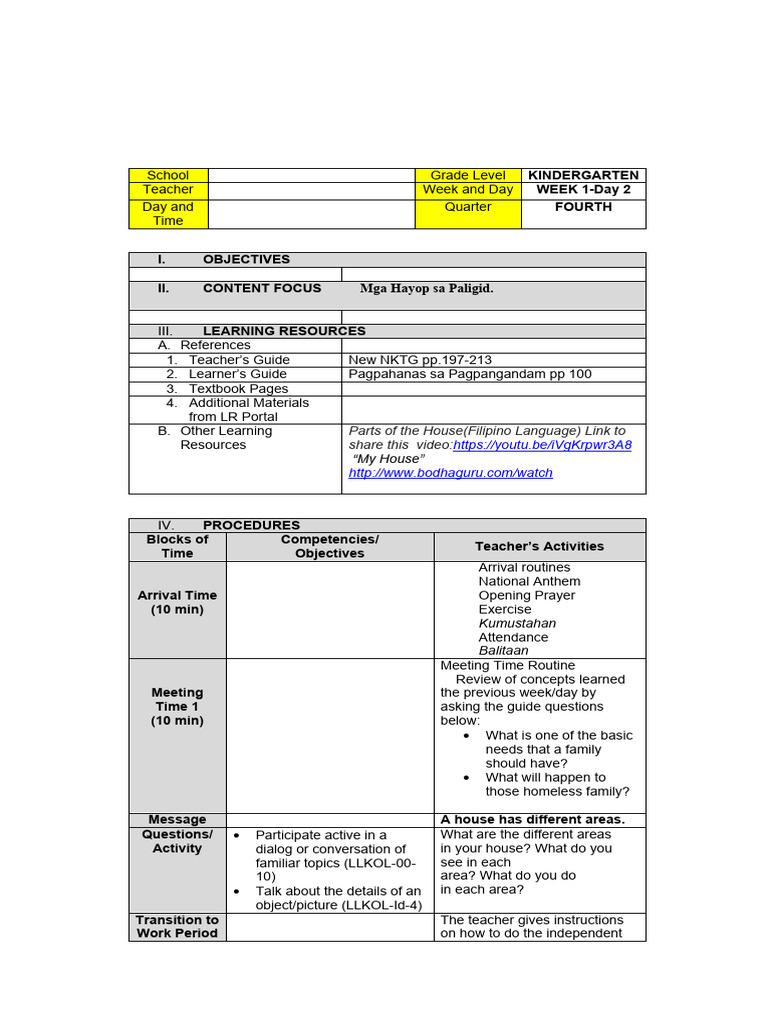 Kindergarten DLP Quarter | PDF | Reading Comprehension