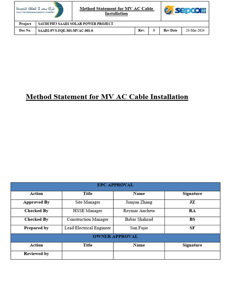 MV AC Cable Installation Guide | PDF | Insulator (Electricity ...
