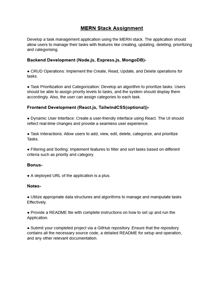 MERN Stack Assignment - Task Management | PDF MERN Stack Assignment - Task Management | PDF