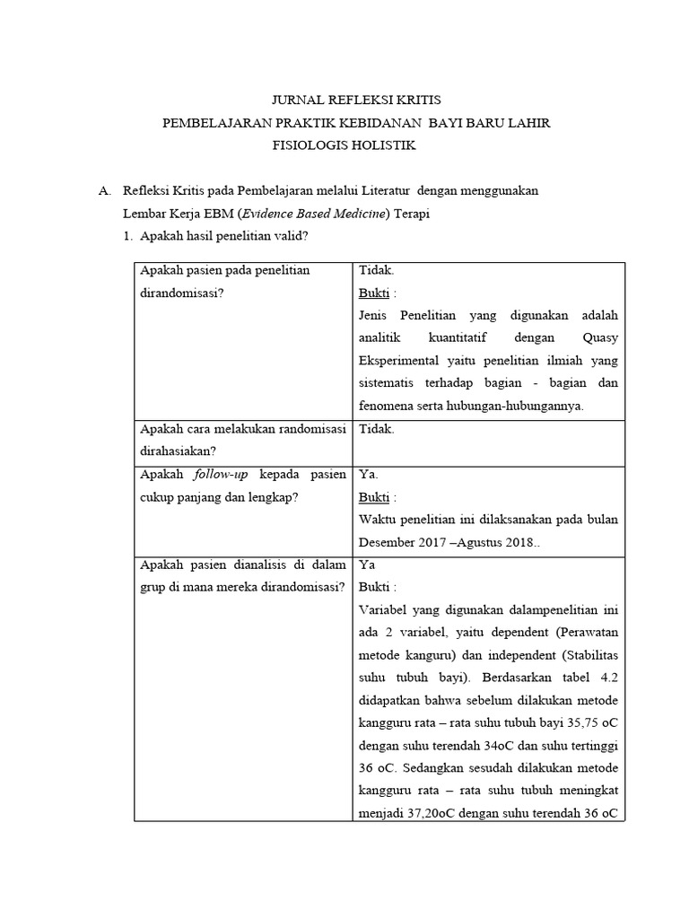 Jurnal Refleksi Kritis | PDF