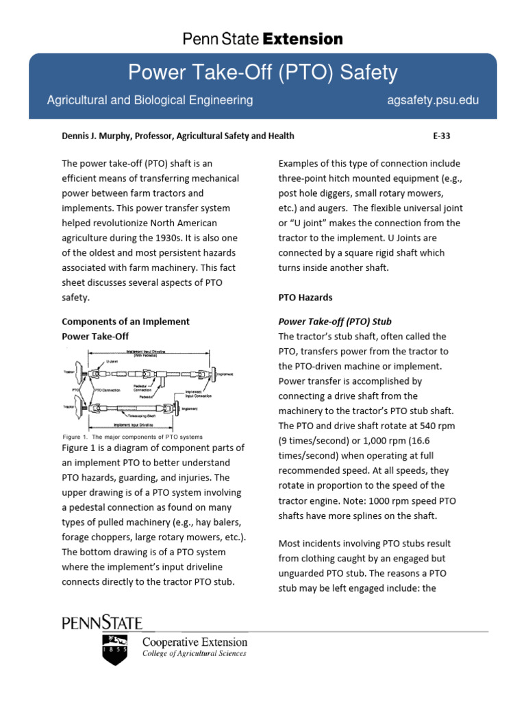 PTO Safety Hazards in Agriculture | PDF | Tractor | Manufactured Goods
