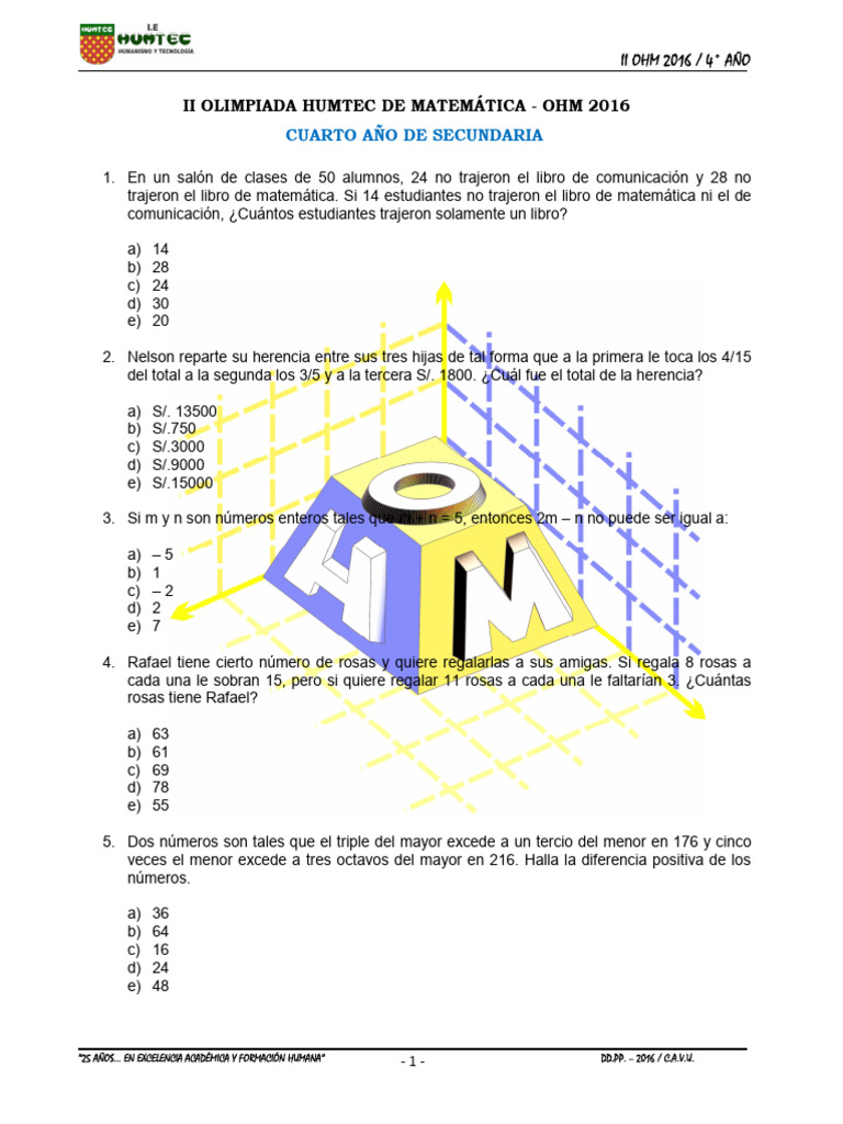 4 - Secundaria Exm OHM 2016 | PDF