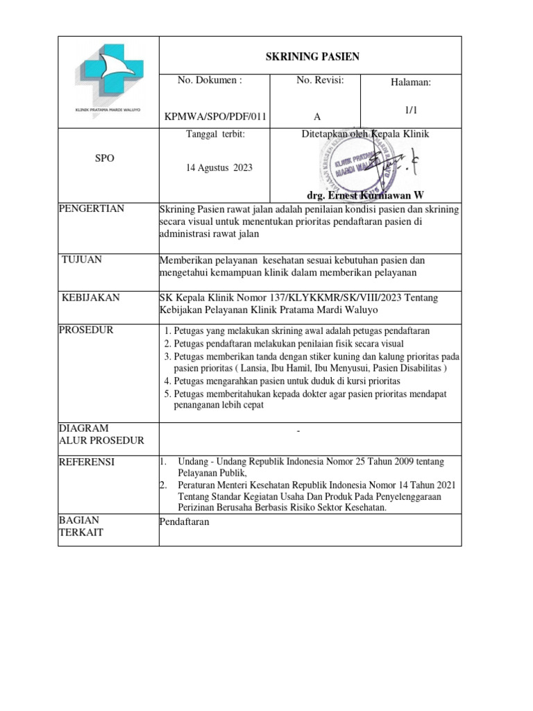 Spo Skrining Pasien | PDF