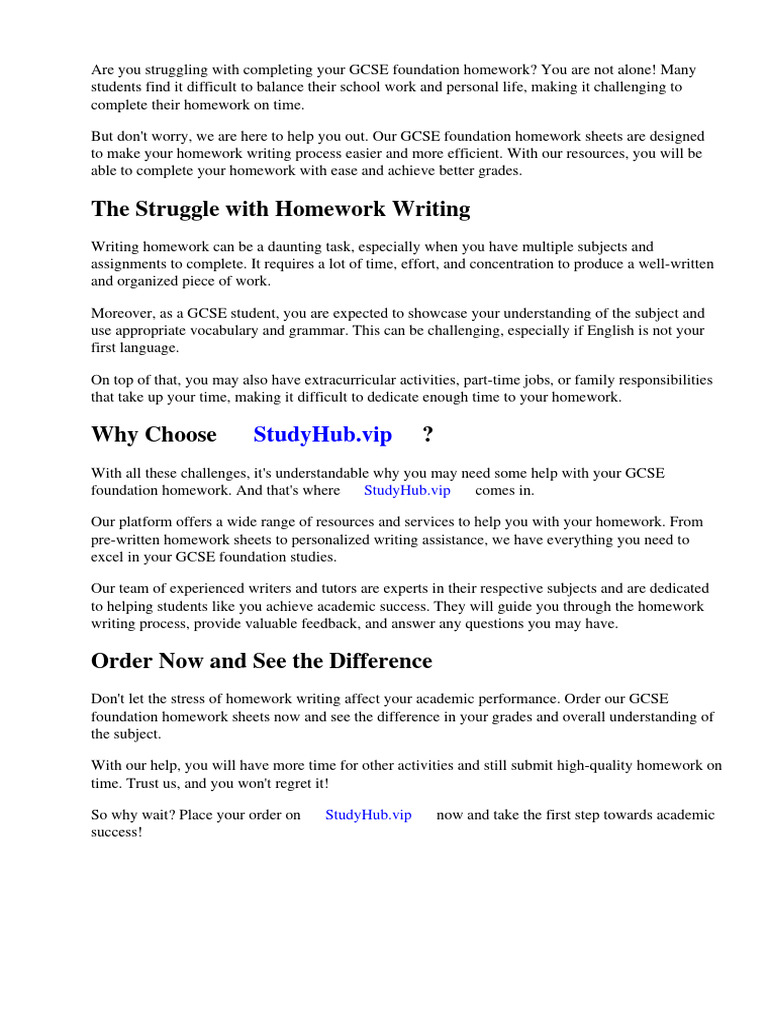 Gcse Foundation Homework Sheets | PDF | Facebook | Linked In