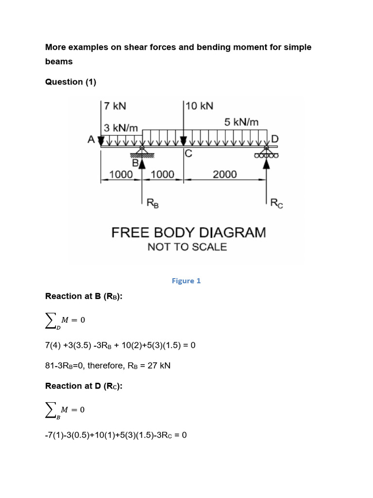Shear Forces and Bending Moment For Simple Beams - More Worked Examples ...