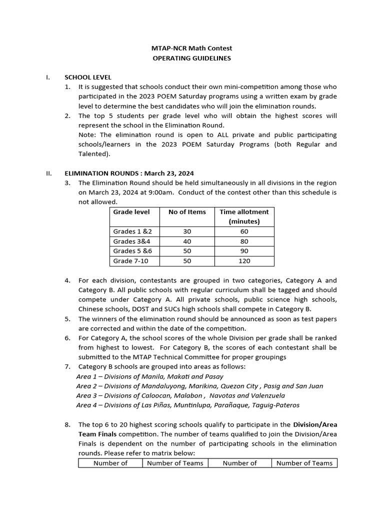 MTAP Contest Guidelines 2024 Short Version2 | PDF