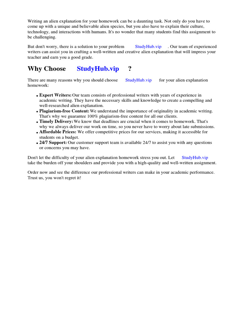 Alien Explanation Homework | PDF | Reading Comprehension