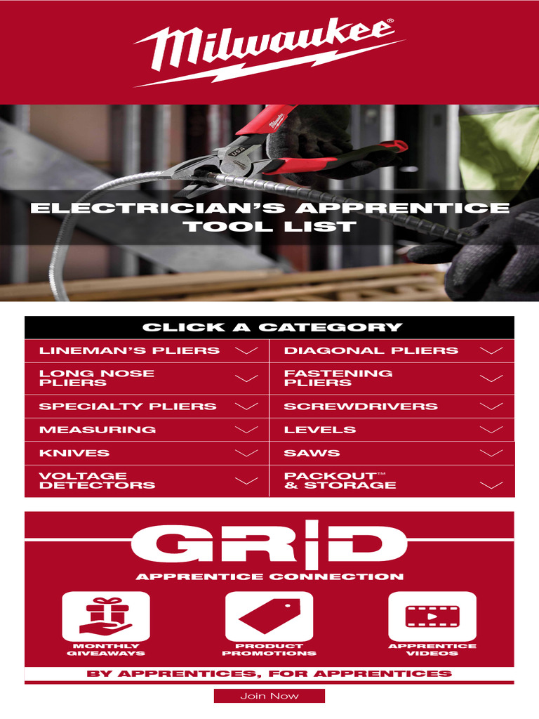 Electricians Apprentice Tool List - Clickable PDF | PDF | Knife ...