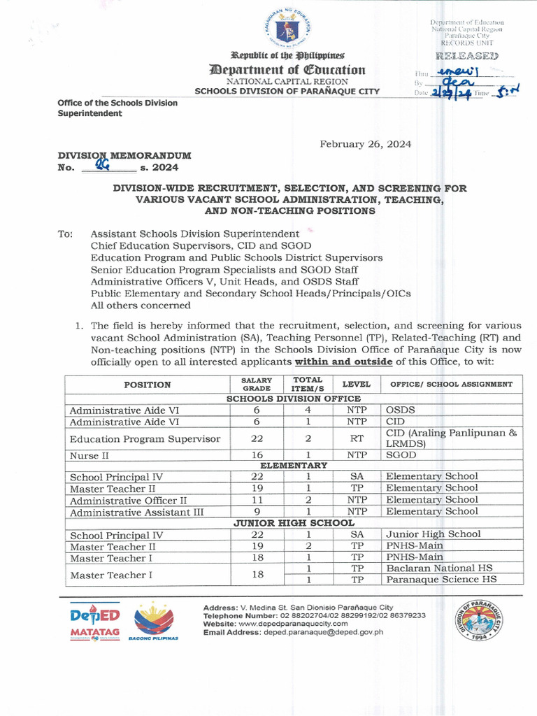DM No. 26 S. 2024 | PDF